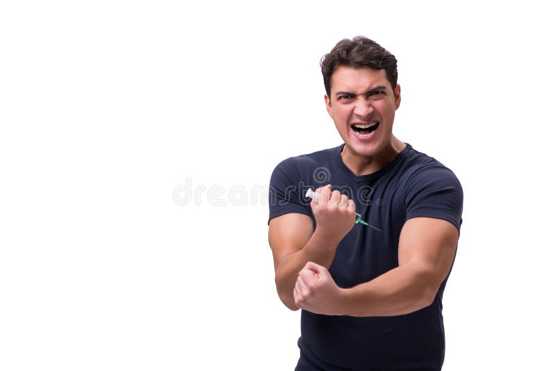 The Young Man in Doping Concept Isolated on White Stock Image - Image ...
