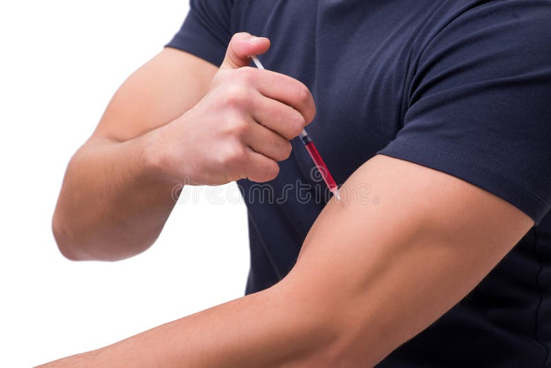 The Young Man in Doping Concept Isolated on White Stock Photo - Image ...