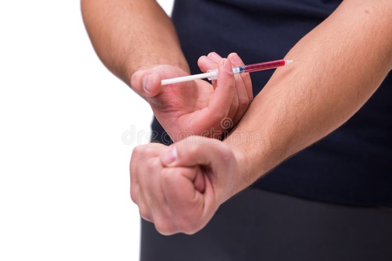 The Young Man in Doping Concept Isolated on White Stock Photo - Image ...