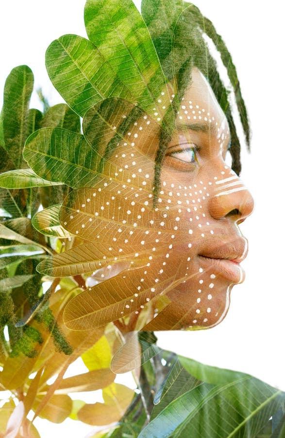 Young Man Double Exposure Portrait with Leaves Stock Photo - Image of ...