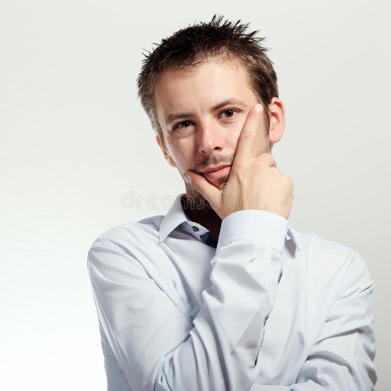 Young man doubt stock photo. Image of attractive, model - 101419612