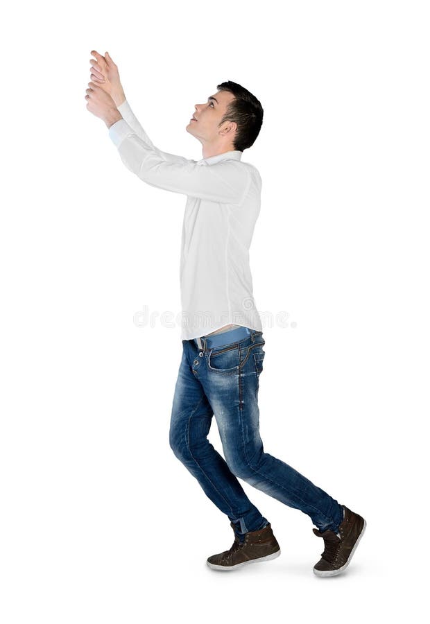 Young man drag something stock photo. Image of effort - 55936806