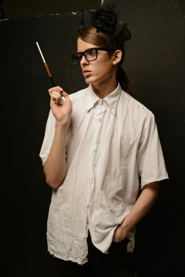 Young Man at Dramatic Image Stock Photo - Image of person, stilization ...