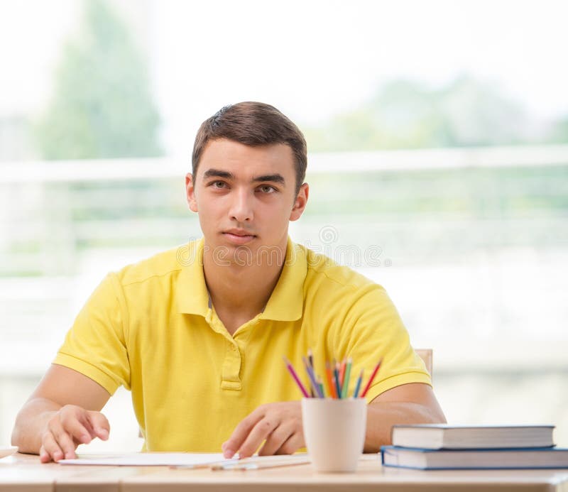 Young Man Drawing Pictures in Studio Stock Photo - Image of paint ...