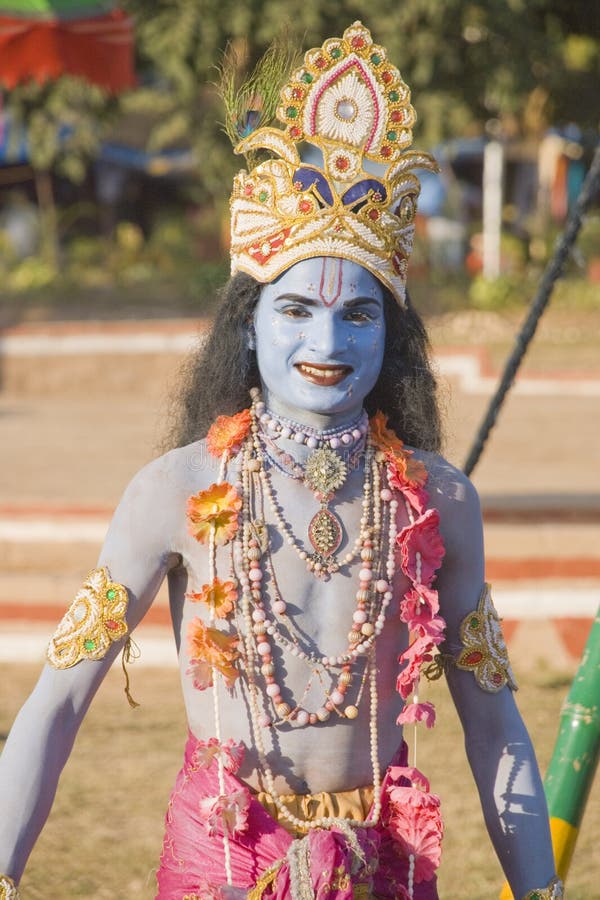 A Young Man Dressed As Lord Krishna Stock Photo - Image of cultural ...
