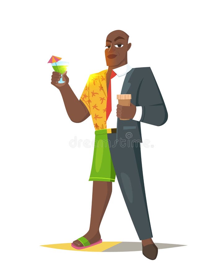 Half Job Half Vacation Man Stock Illustrations – 10 Half Job Half ...