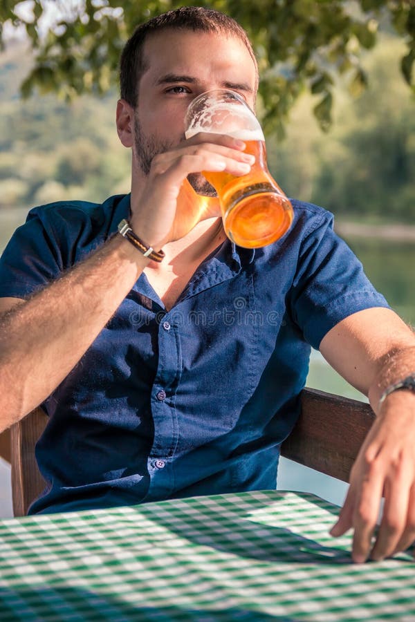 Young Man Drinking Beer and Chilling Stock Image - Image of enjoy ...