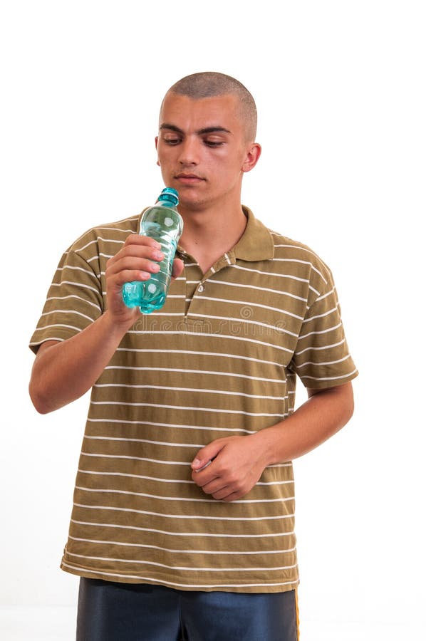 Young Man Drinking Fresh Water from Bottle Stock Image - Image of ...
