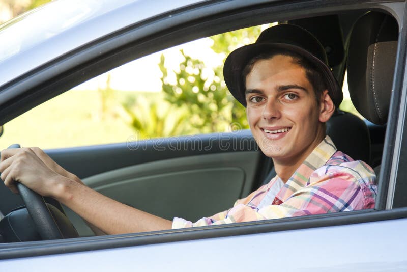 Young man driving stock image. Image of people, freedom - 77570093