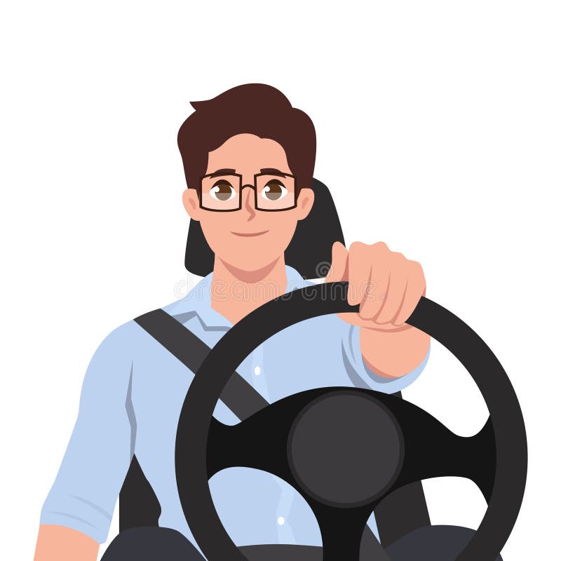 Young man driving car stock illustration. Illustration of space - 336215791