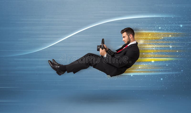 Young Man Driving in Imaginary Fast Car with Blurred Lines Stock Image ...