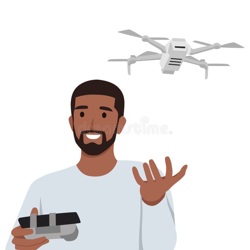 Young Man with Drone Quadrocopter, Remote Aerial Drone with a Camera ...
