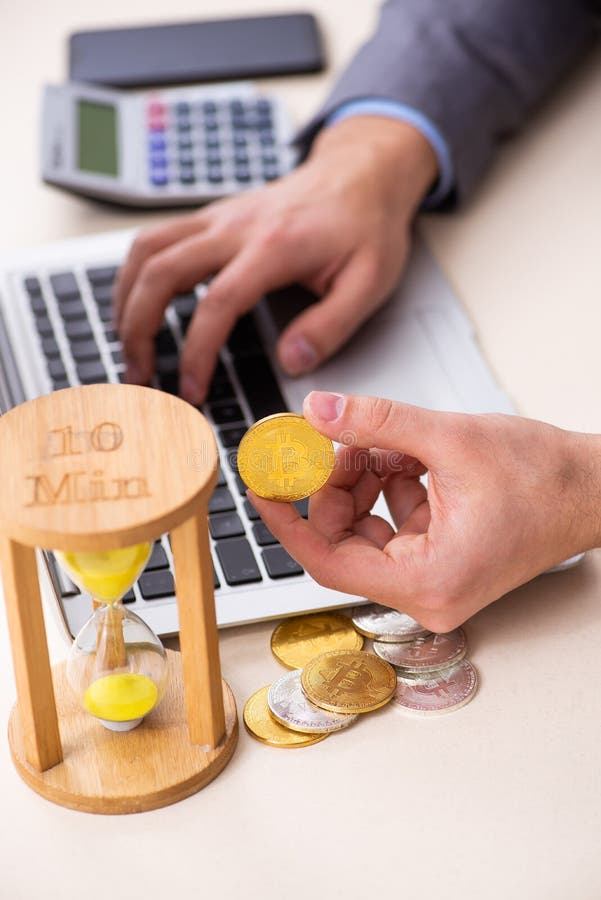Young Man Earning Money Via Internet in Time Management Concept Stock ...