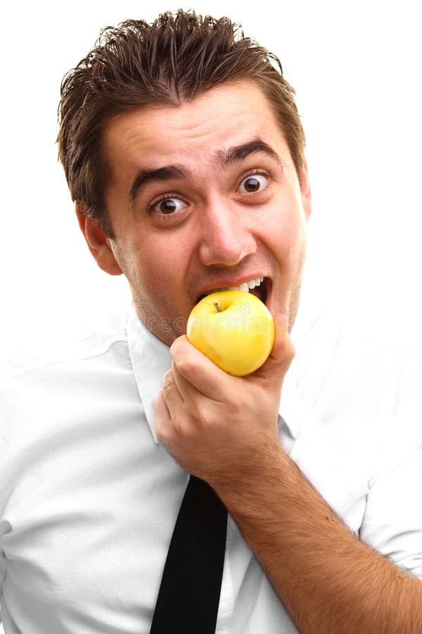 Funny Guy with an Apple on His Head Stock Image - Image of research ...
