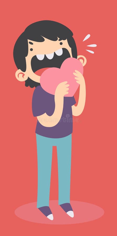 Eating a heart stock illustration. Illustration of emotion - 100164646
