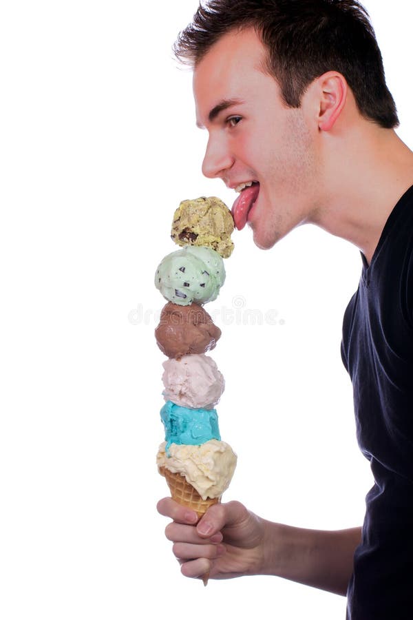 Guy Eating Ice Cream Cone Man Eating Ice Cream Cone Hi Res Stock
