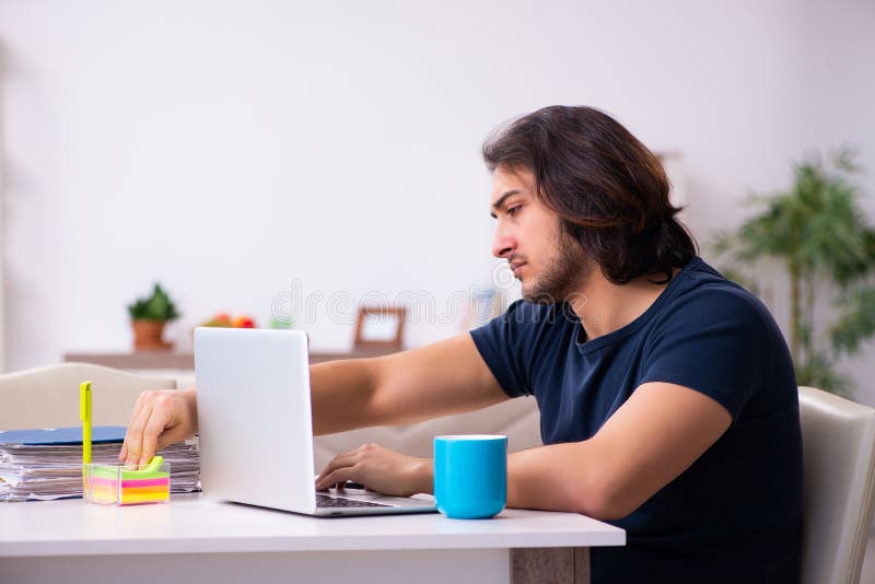 Young Man Employee Working from House Stock Image - Image of quarantine ...