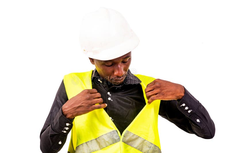 Young Man Engineer Dressing for Work Stock Photo - Image of face ...