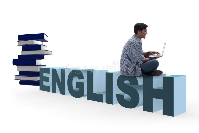 The Young Man in English Studying Learning Concept Stock Image - Image ...