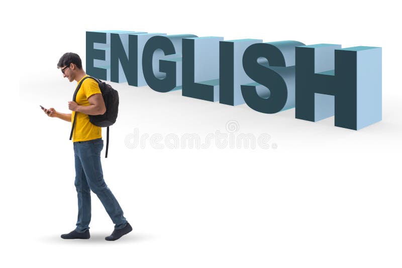 The Young Man in English Studying Learning Concept Stock Image - Image ...
