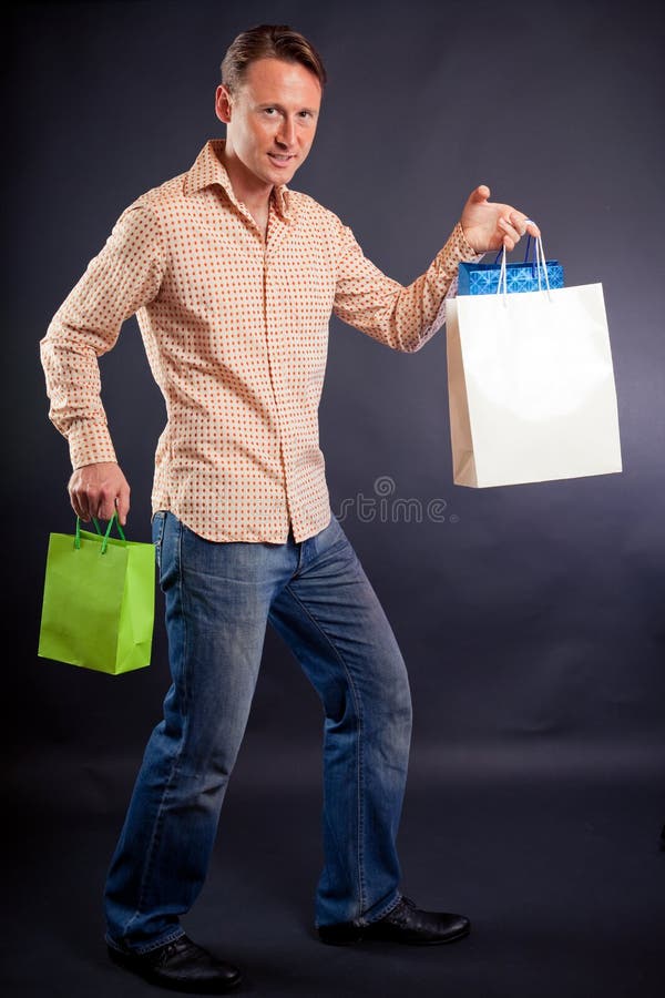 Young Man Enjoying His Shopping Spree Stock Image - Image of ...