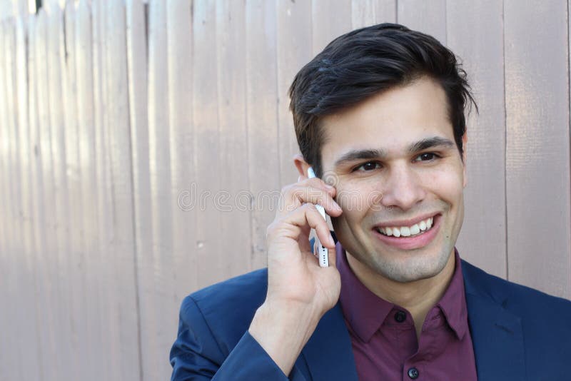 Young Man Enjoying Talking on Phone Stock Photo - Image of mobilephone ...