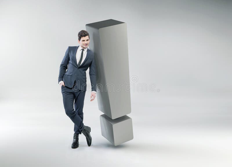 Young Man with Exclamation Mark Stock Photo - Image of cheerful ...