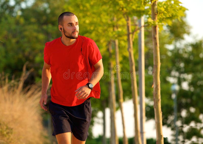 Young Man Exercise Running Outdoors Stock Photo - Image of jogger ...