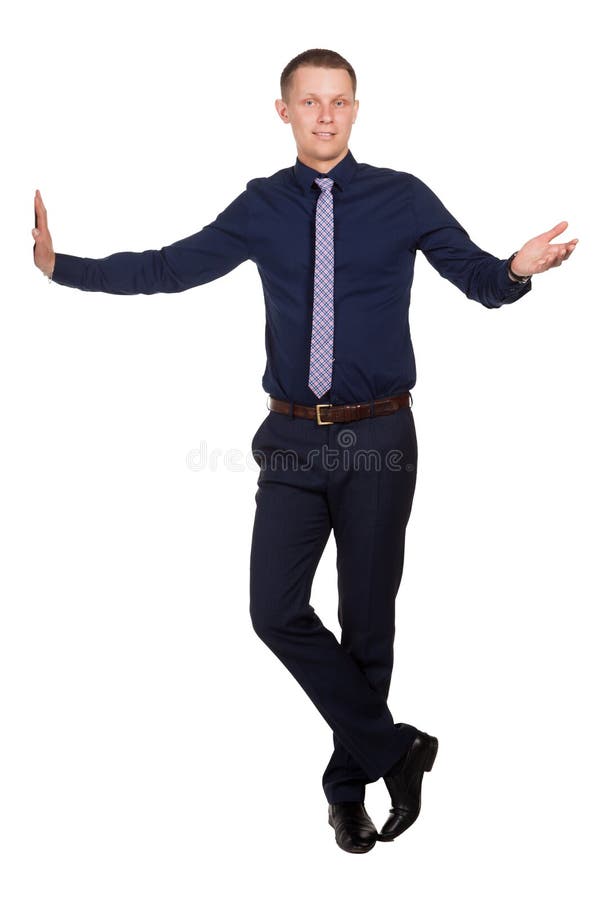 Young Man Explain Something, on White Stock Photo - Image of shirt ...