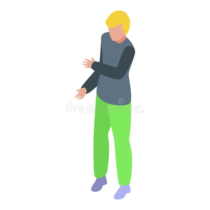 Young Man Explaining Something Using Hand Gestures Isometric Icon Stock ...