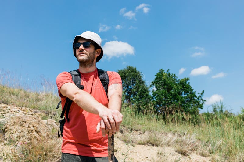 Young Man Exploring Outdoors Stock Photo - Image of hiker, caucasian ...