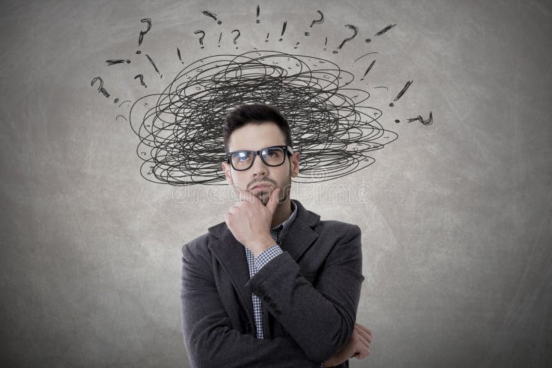 Man with Expression of Stress Stock Image - Image of concentration ...