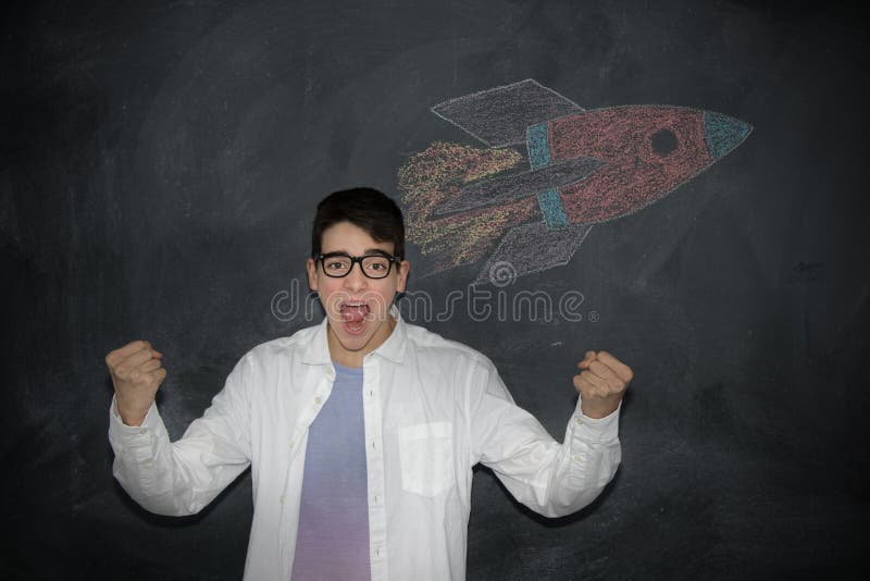 Young Man with an Expression of Success Stock Image - Image of ...
