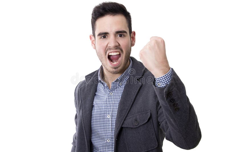 Young Man with Expression of Success Stock Image - Image of luck, hand ...