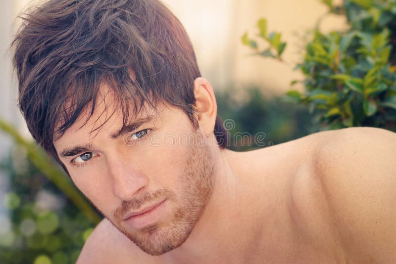 Young man face in nature stock image. Image of young - 38848303