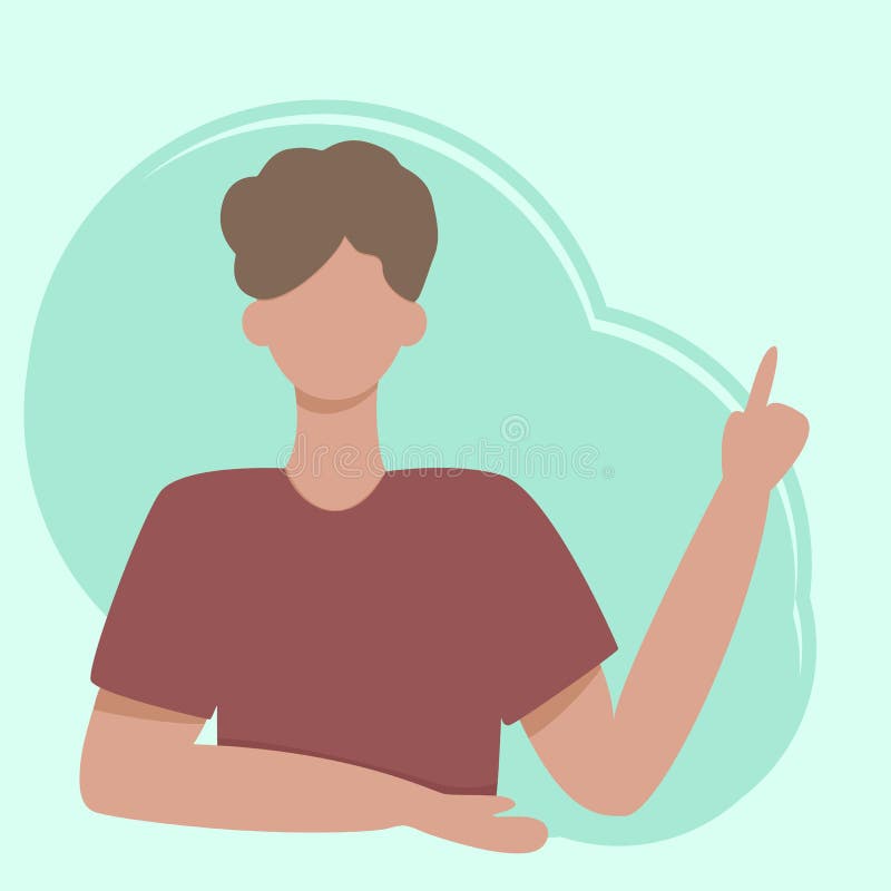 A Young Man without a Face Points His Finger at Information with Your ...