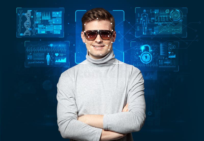 Young man face recognition stock image. Image of digital - 134407785