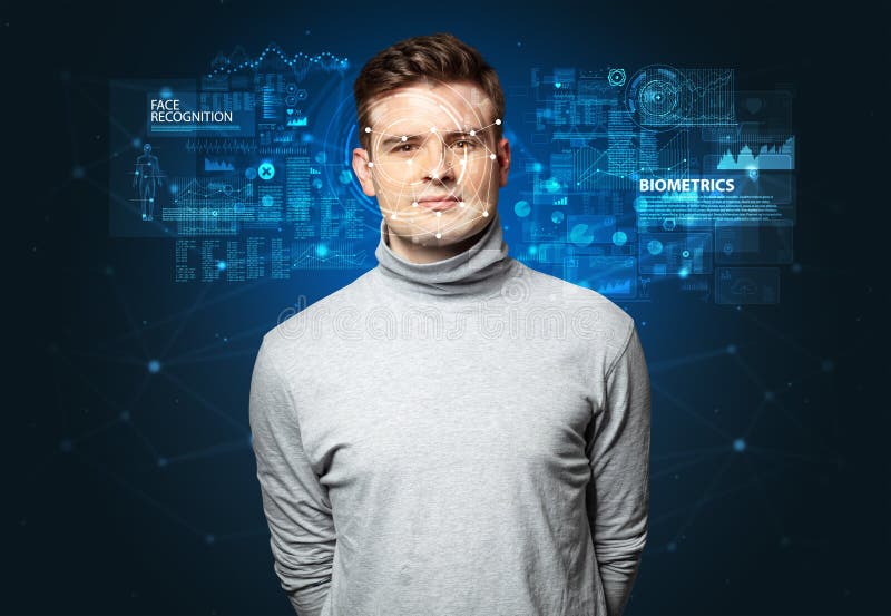 Young Man Face Recognition Concept Stock Image - Image of identify ...