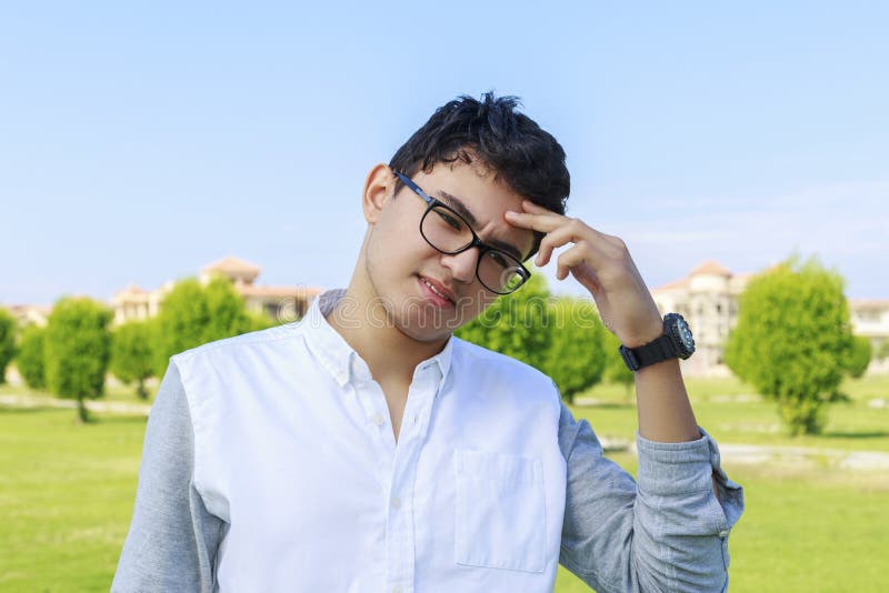 Young Man Facing a Problem. Stock Image - Image of confident, park ...