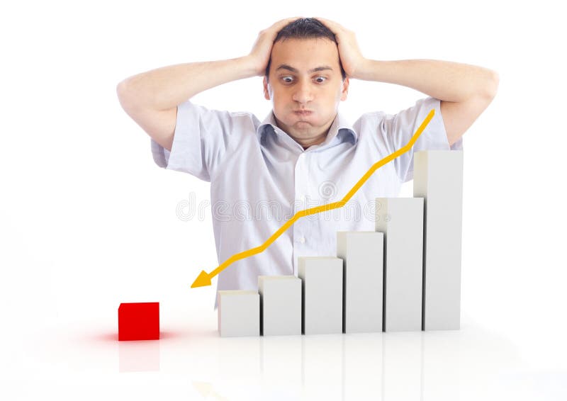 Young Man with a Falling Chart Stock Photo - Image of financial ...