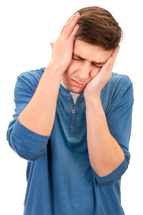 Young Man feel a Headache stock photo. Image of depression - 180926544