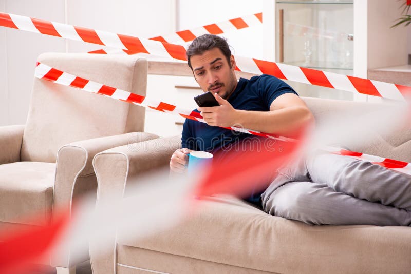 Young Man Feeling Bored at Home in Self-isolation Concept Stock Photo ...
