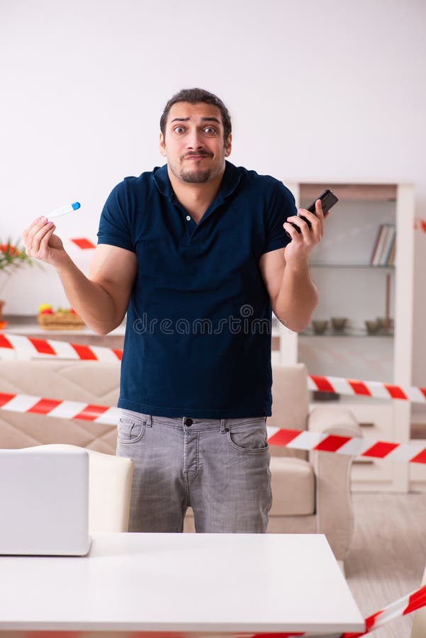 Young Man Feeling Bored at Home in Self-isolation Concept Stock Photo ...