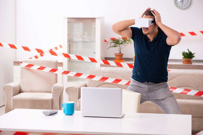 Young Man Feeling Bored at Home in Self-isolation Concept Stock Image ...