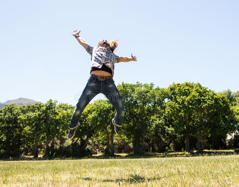 Young Man Feeling Free in the Park Stock Image - Image of happy, park ...