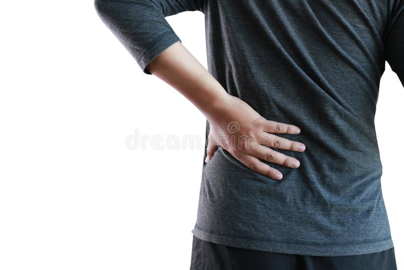 Young Man Feeling Suffering Lower Back Pain Pain Relief Concep Stock ...