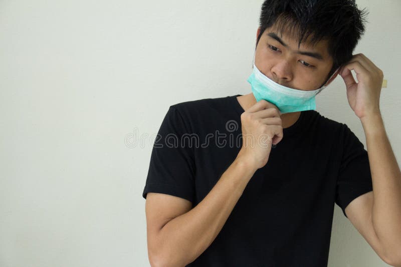 Young Man Feeling Unwell and Wearing Face Mask Stock Image - Image of ...