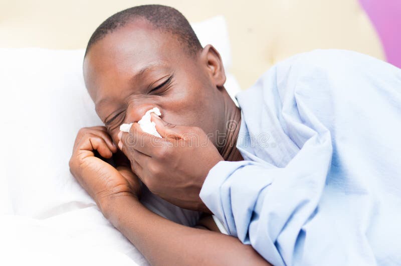 Young man with fever stock photo. Image of portrait, rest - 82588344