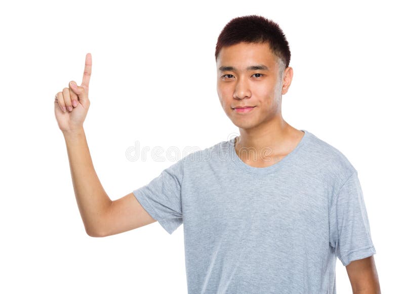 Young Man with Finger Point Out Stock Photo - Image of tank, asian ...