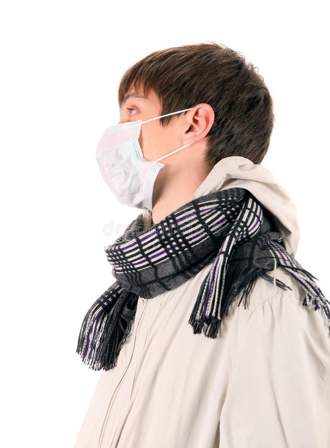 Young Man in Flu Mask stock photo. Image of infectious - 59045870